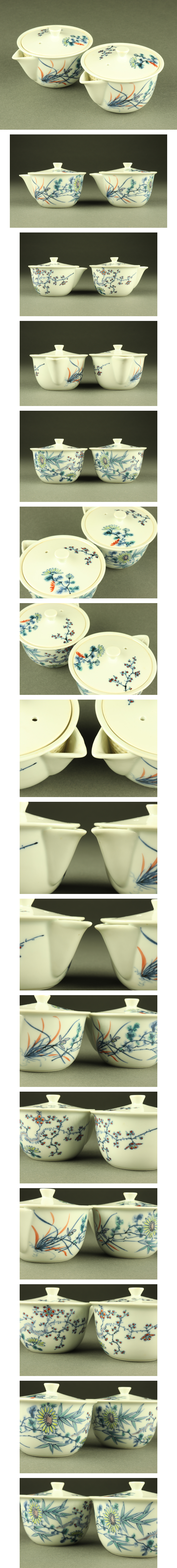 【樂淘letao】日本代購代標第一品牌－【宇】LA004 平安春峰造 色絵四君子文 宝瓶 一対 煎茶道具